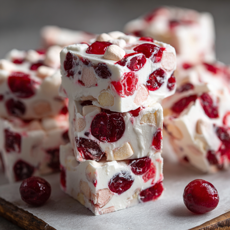Candied Cherry Divinity Squares - Bite Tide